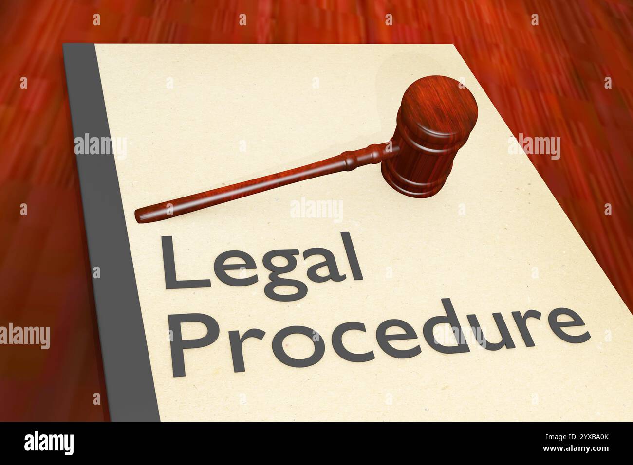 3D illustration of a judge gavel on a legal booklet, titled Legal ...
