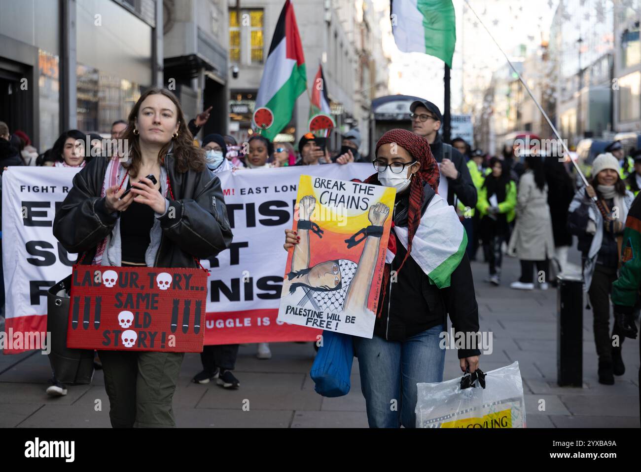 Rolling picket on Oxford Street organised by FRFI targeting Zara, Nike ...