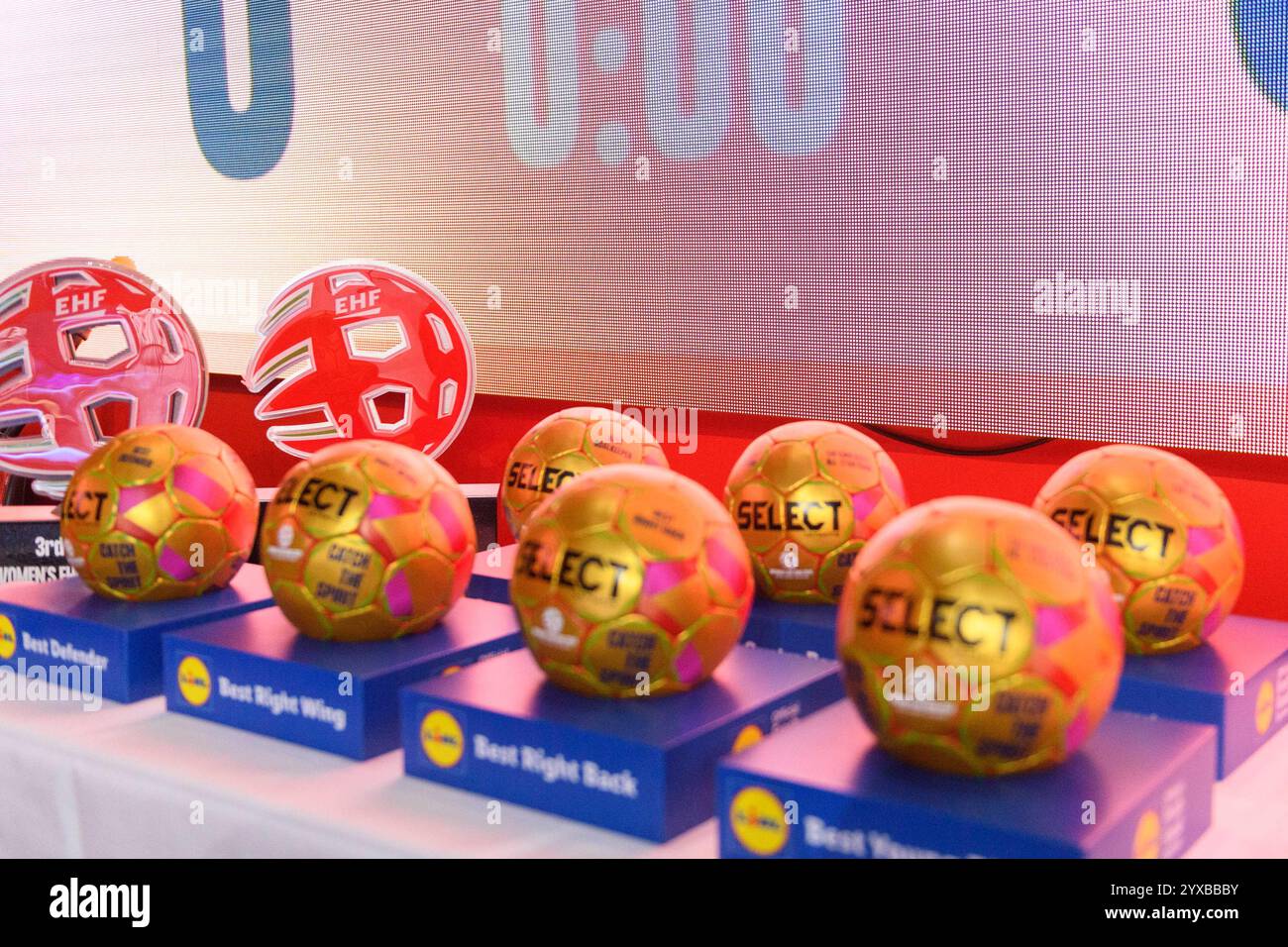 Vienna, Austria. 15th Dec, 2024. Best players awards on display before ...