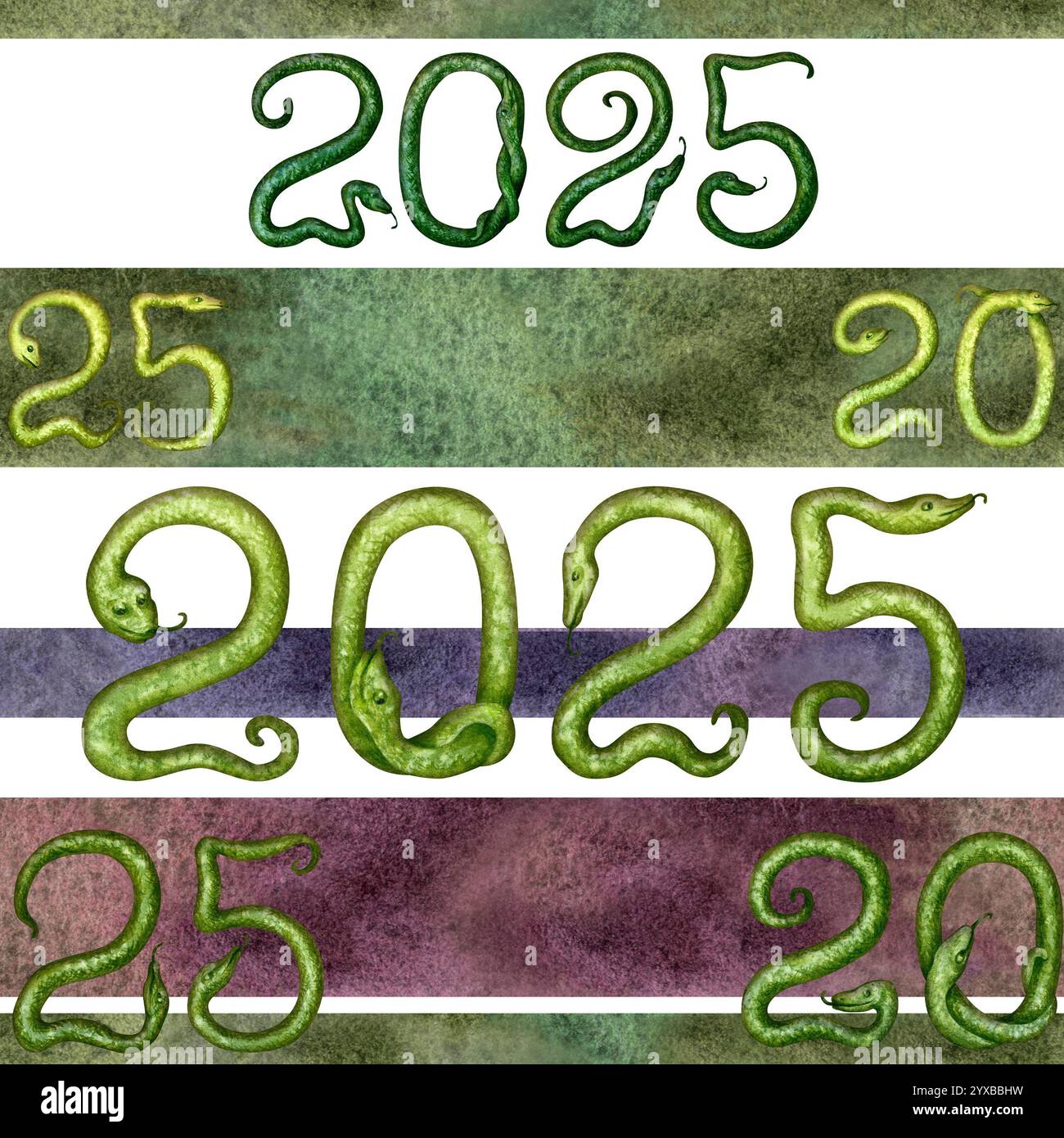 Background with lunar new year 2025 symbol wooden green snake. Seamless ...