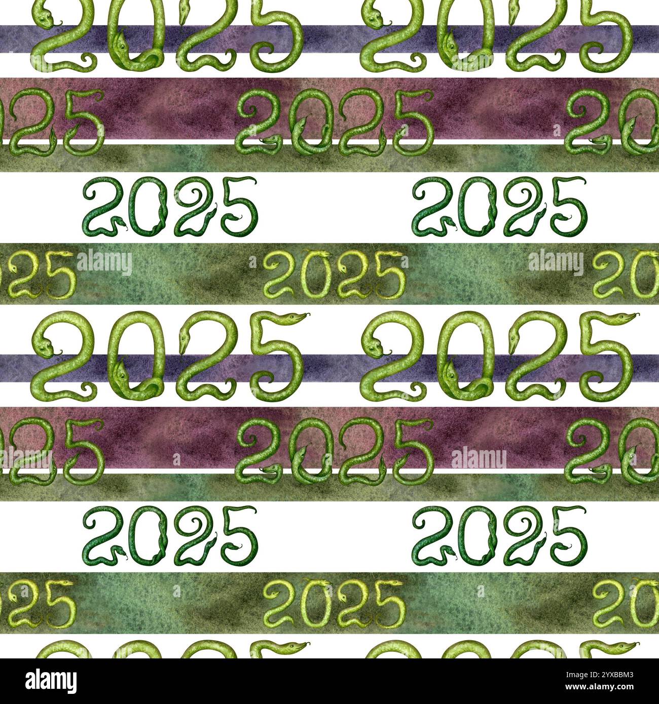 Background with lunar new year 2025 symbol wooden green snake. Seamless ...