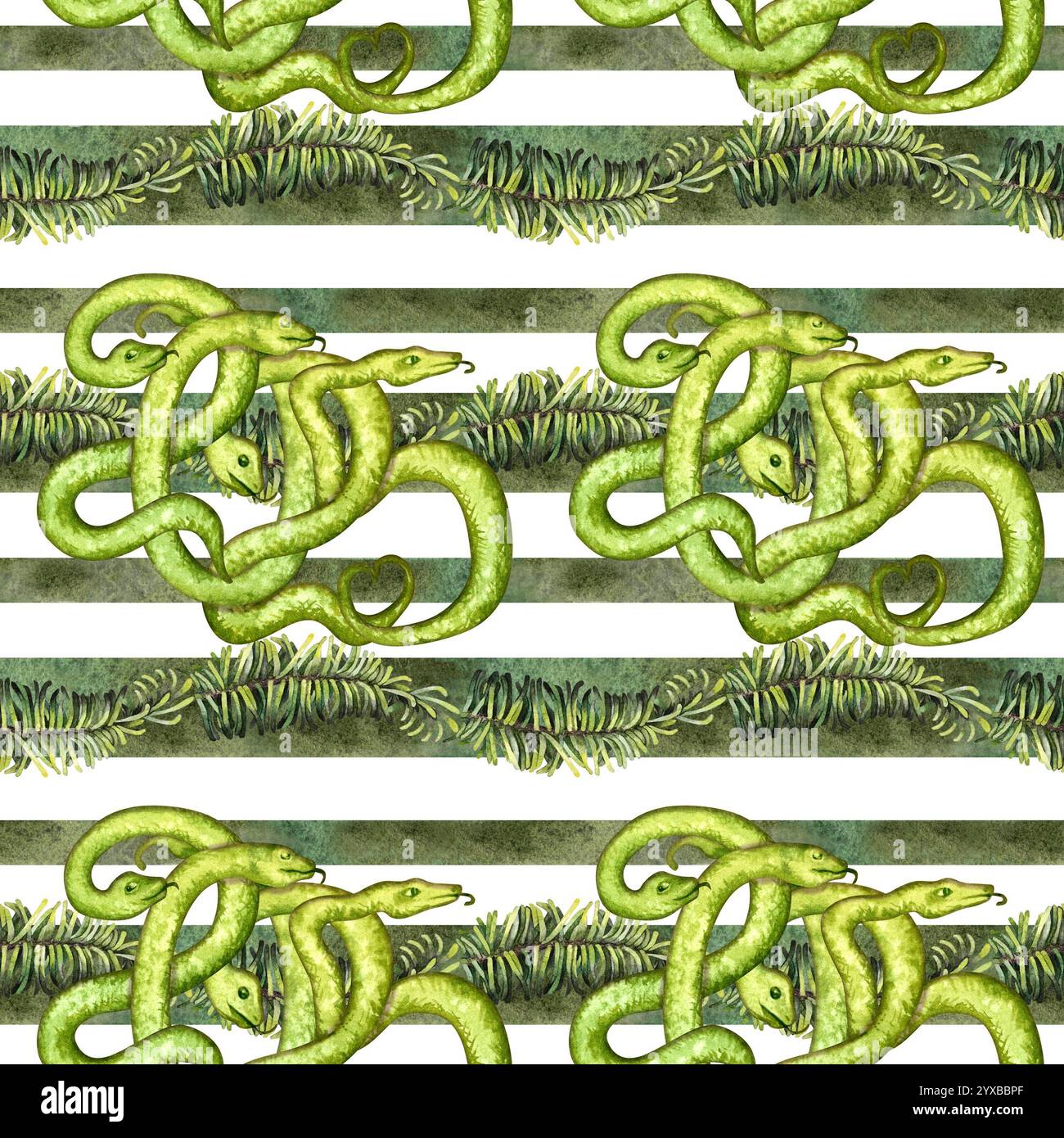 Background with lunar new year 2025 symbol wooden green snake. Seamless ...