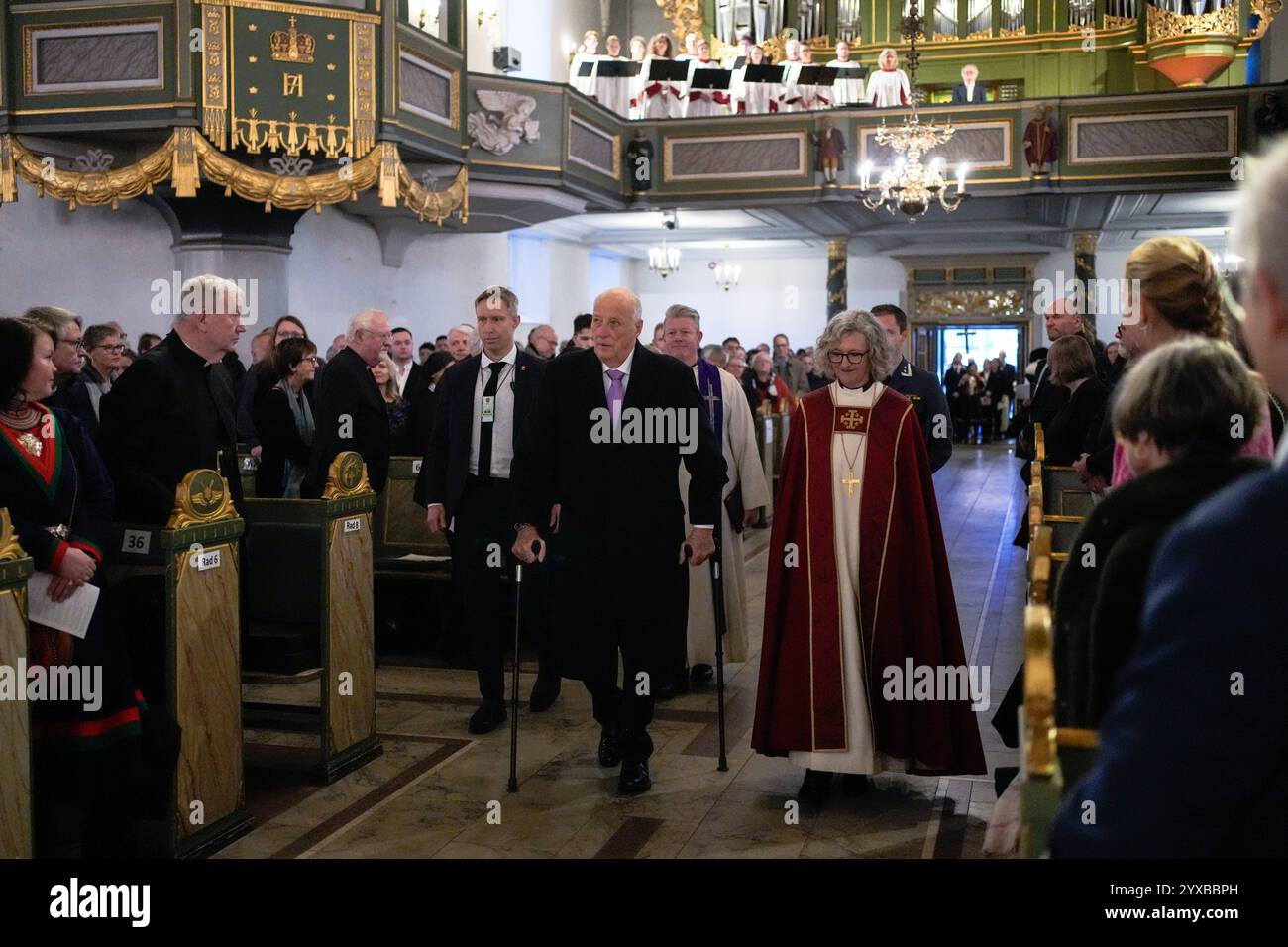 Oslo 20241215. Norwegian King Harald and Kari Veiteberg are present at the high mass with ...