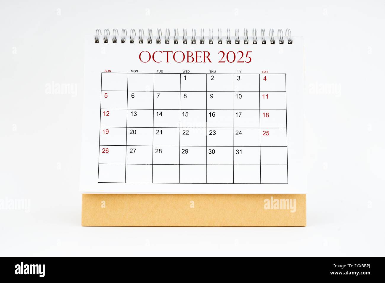 October 2025 desktop calendar isolated on white background, Planing or ...