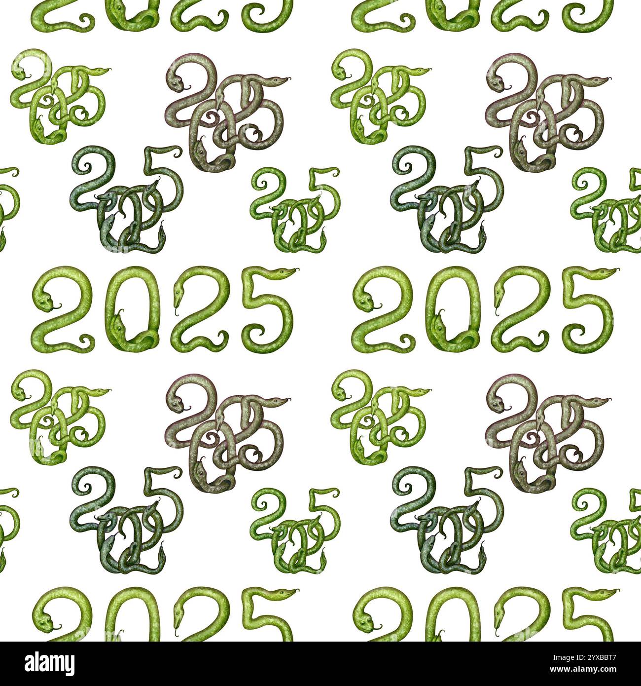 Background with lunar new year 2025 symbol wooden green snake. Seamless ...