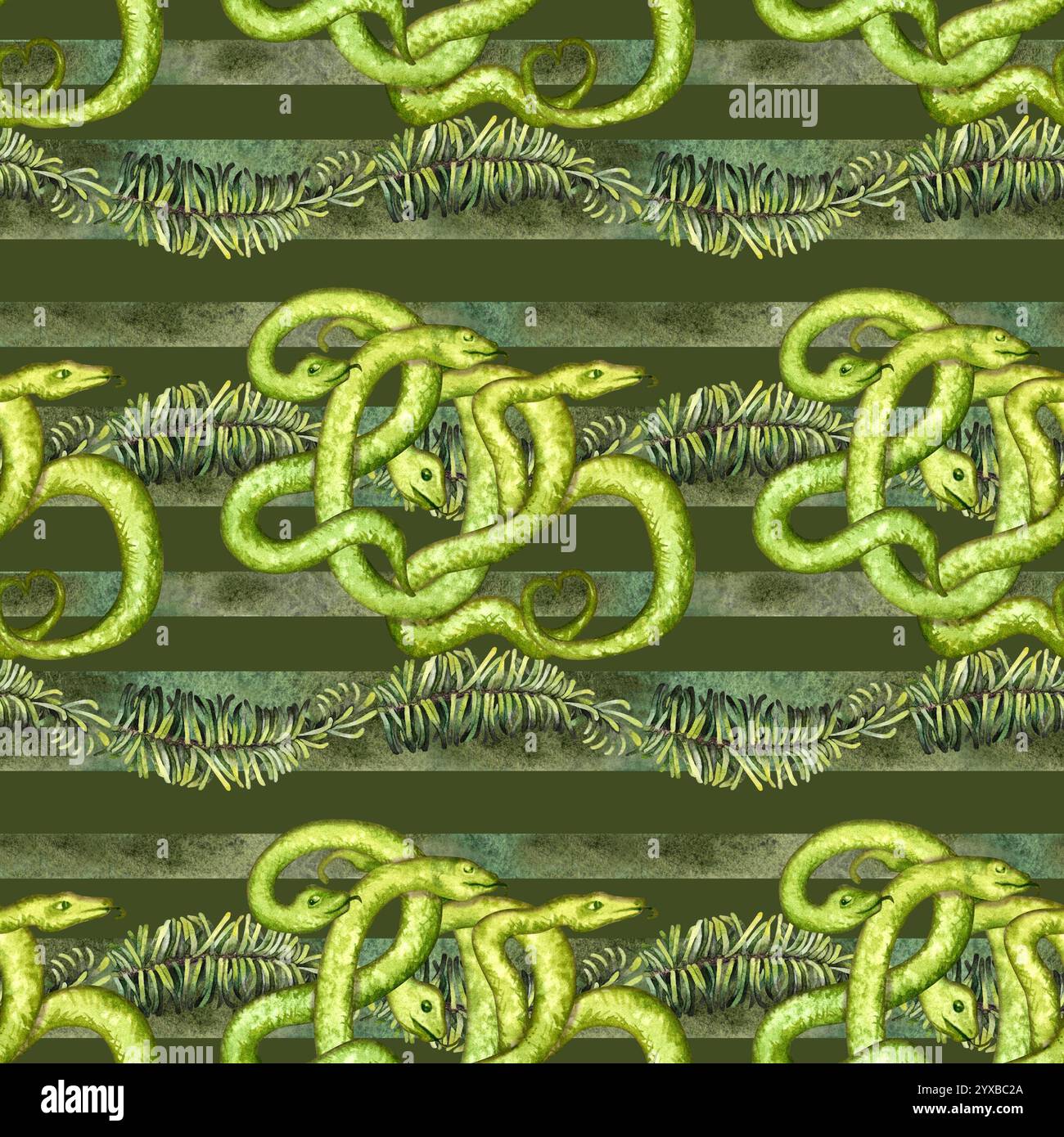 Background with lunar new year 2025 symbol wooden green snake. Seamless ...