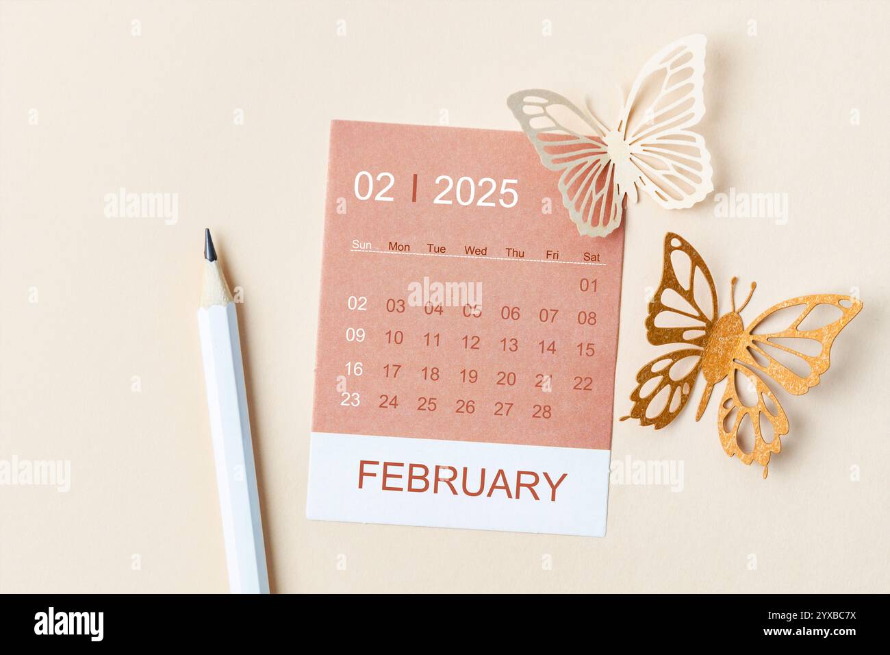 February 2025 calendar card for the organizer to plan and reminder and ...