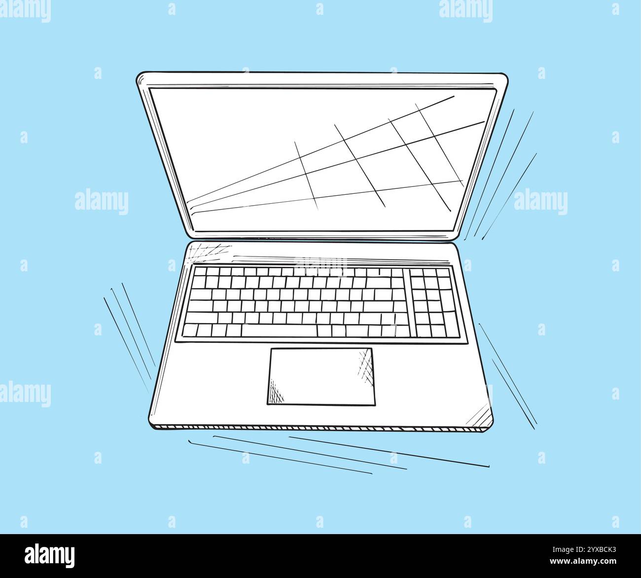 Open laptop sketch showing keyboard and trackpad Stock Vector Image ...