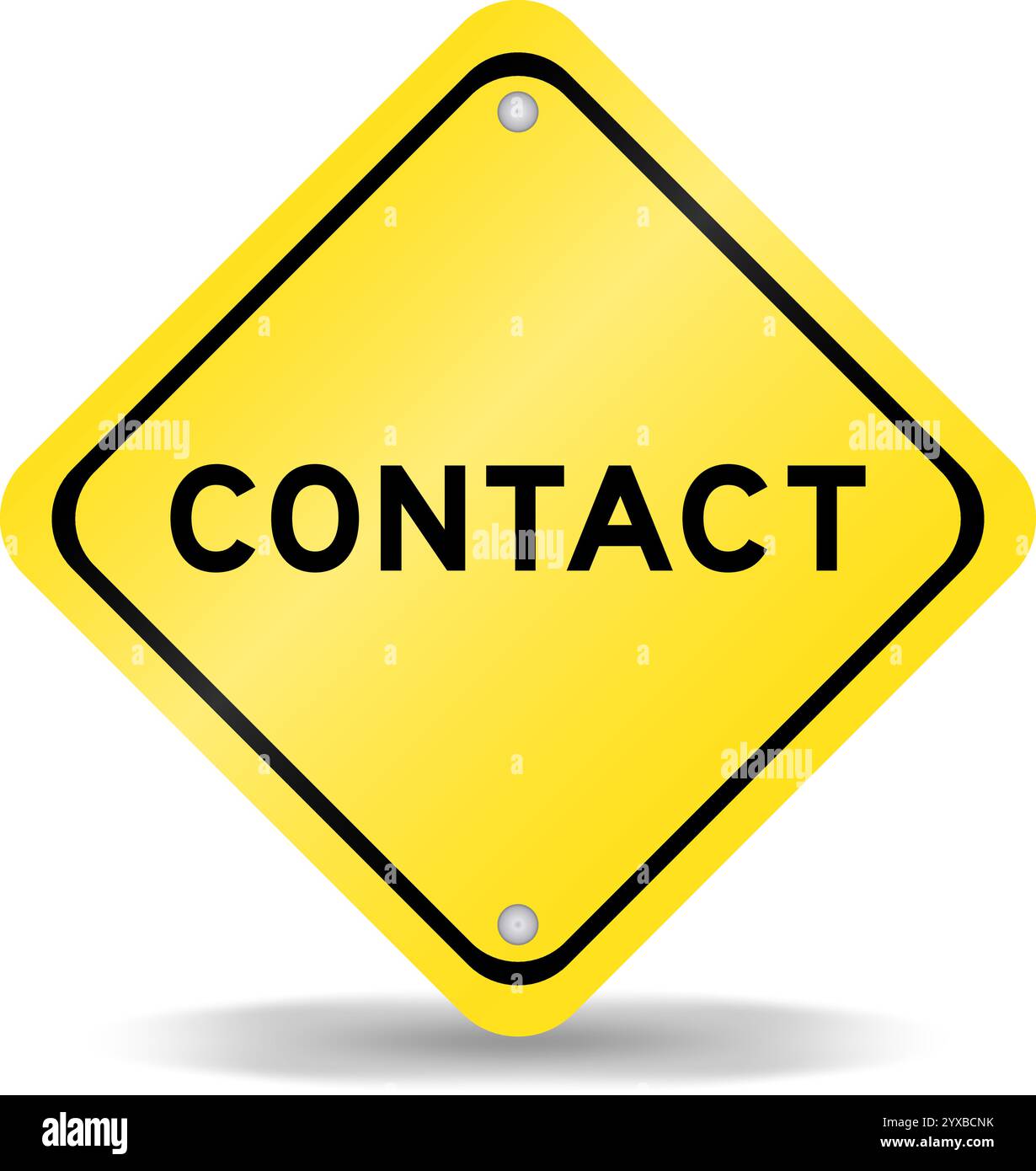 Yellow color transportation sign with word contact on white background ...