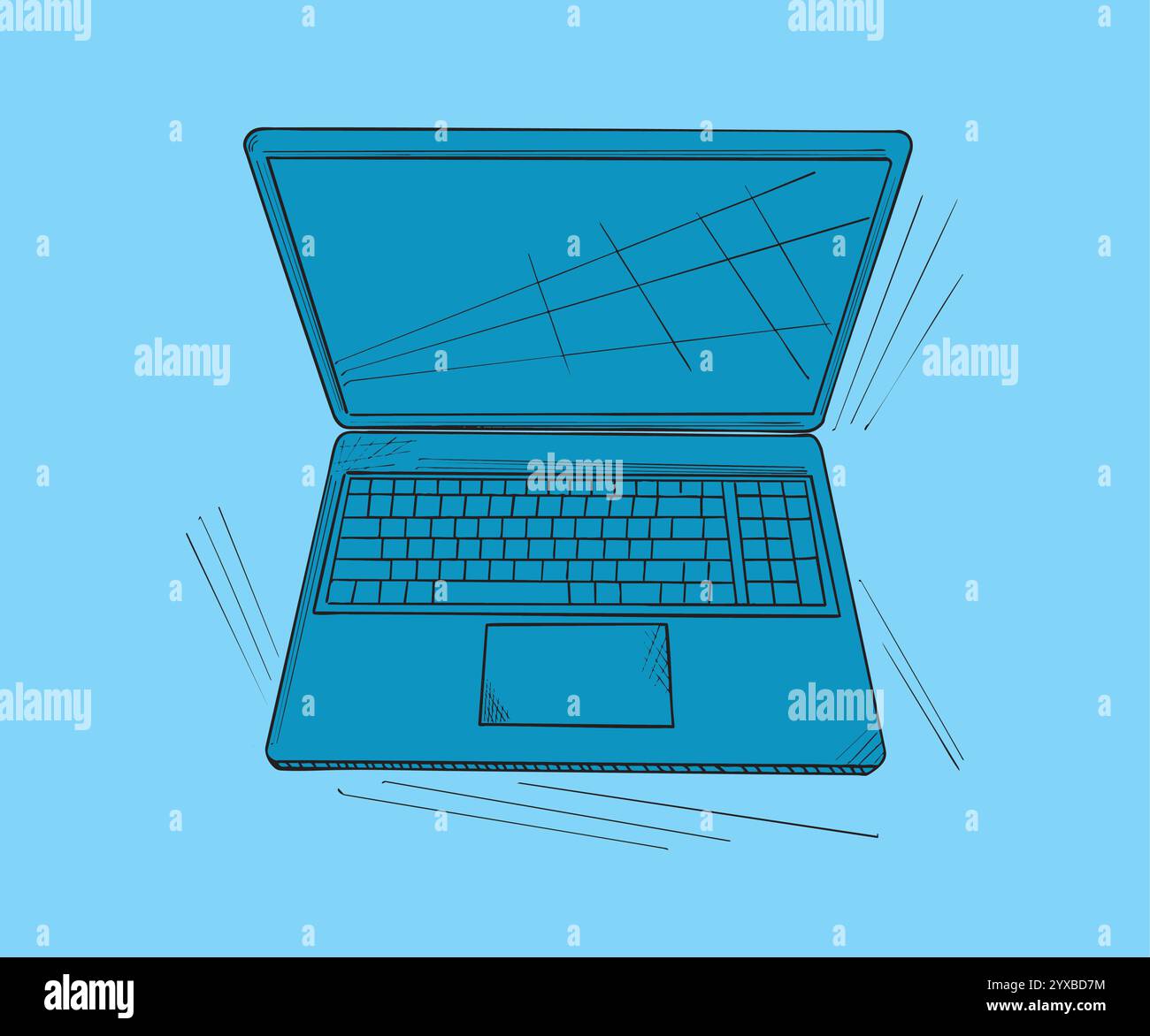 Open laptop sketch showing keyboard and trackpad Stock Vector Image ...