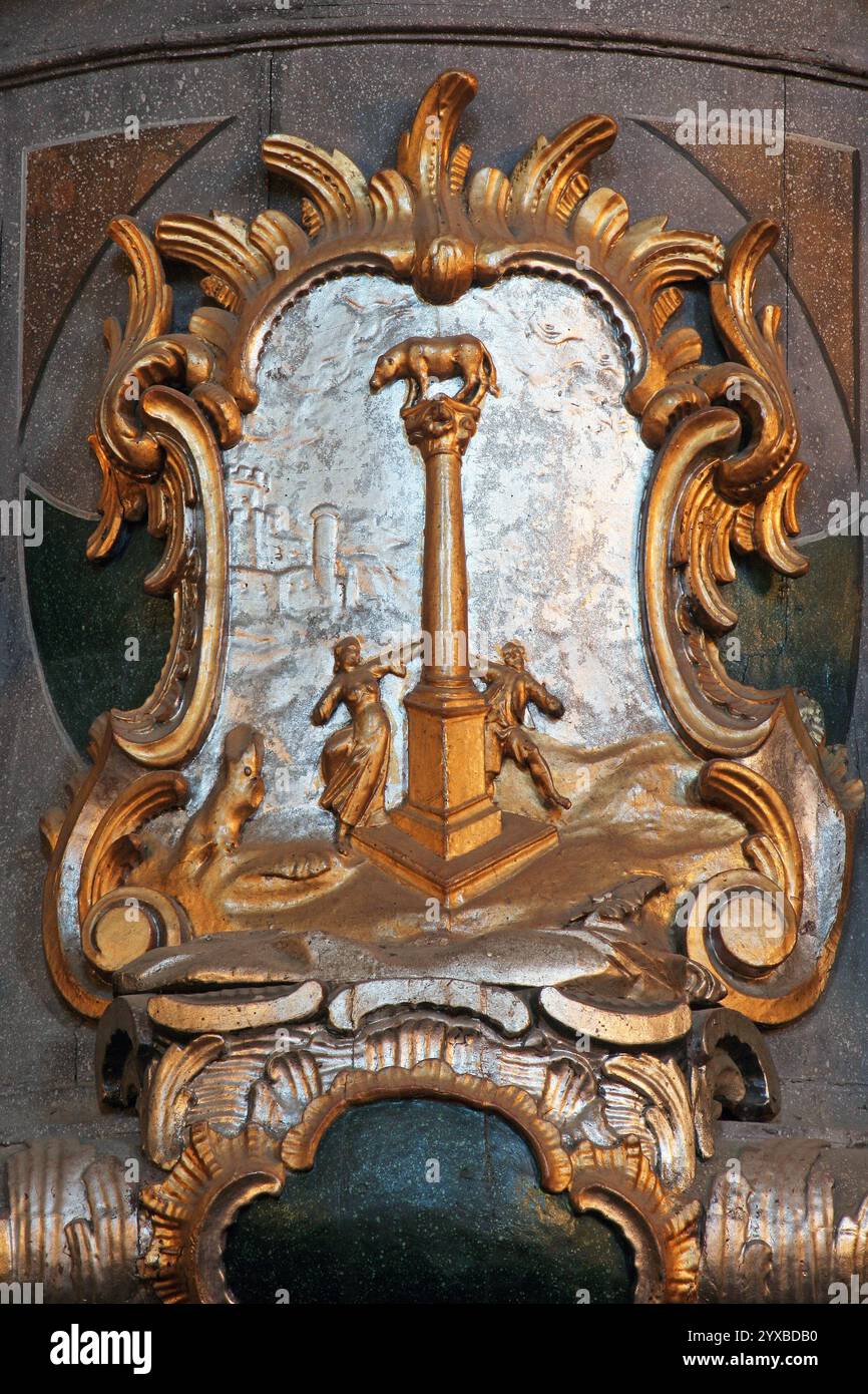 Worship of a golden calf, pulpit in the parish Church of Our Lady of ...