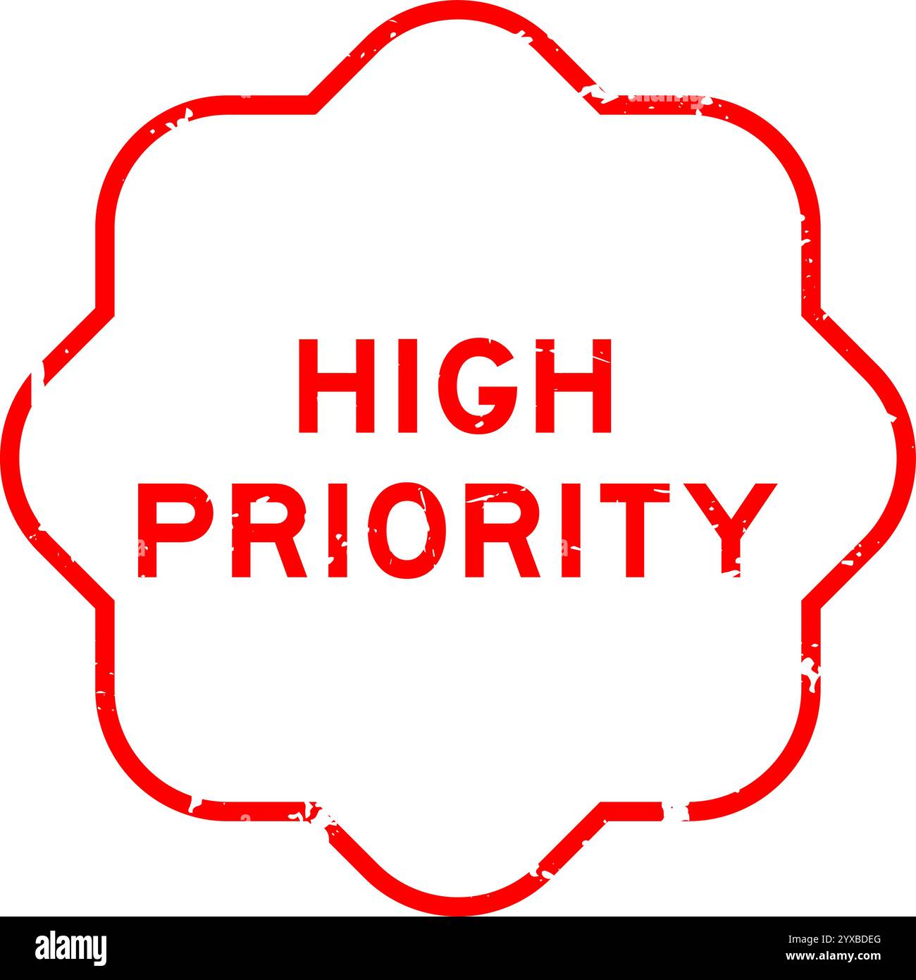 Grunge red high priority word rubber seal stamp on white background ...