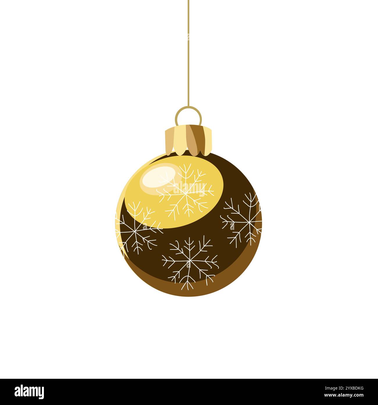 Vector gold Christmas ball with snowflake pattern on white background ...