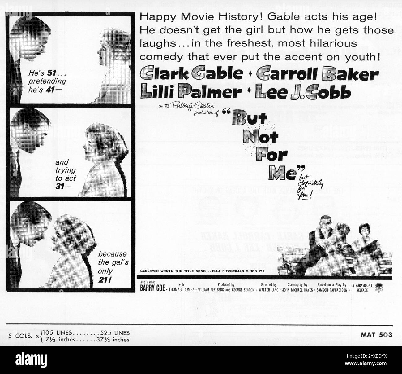 CLARK GABLE CARROLL BAKER LILLI PALMER and LEE J. COBB in BUT NOT FOR ...