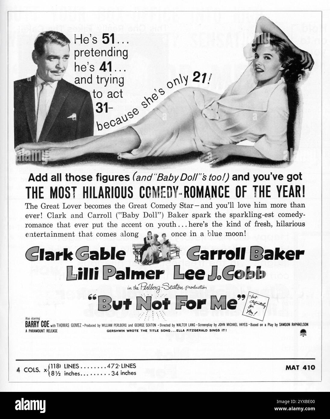 CLARK GABLE CARROLL BAKER LILLI PALMER and LEE J. COBB in BUT NOT FOR ...