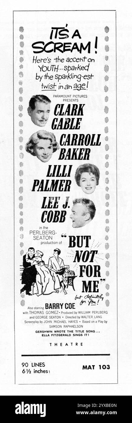 CLARK GABLE CARROLL BAKER LILLI PALMER and LEE J. COBB in BUT NOT FOR ...