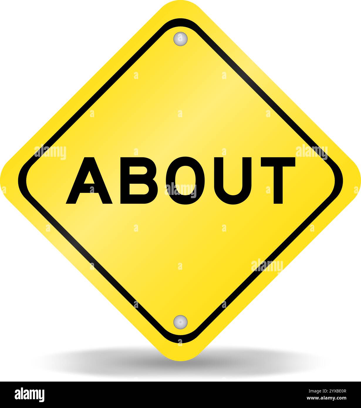 Yellow color transportation sign with word about on white background ...