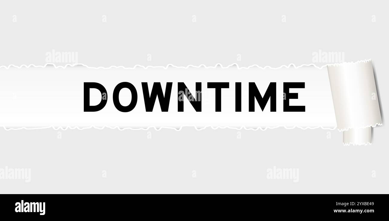 Ripped gray paper background that have word downtime under torn part ...