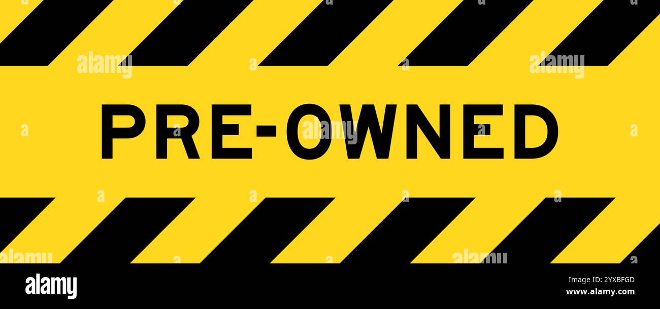 Yellow and black color with line striped label banner with word pre ...
