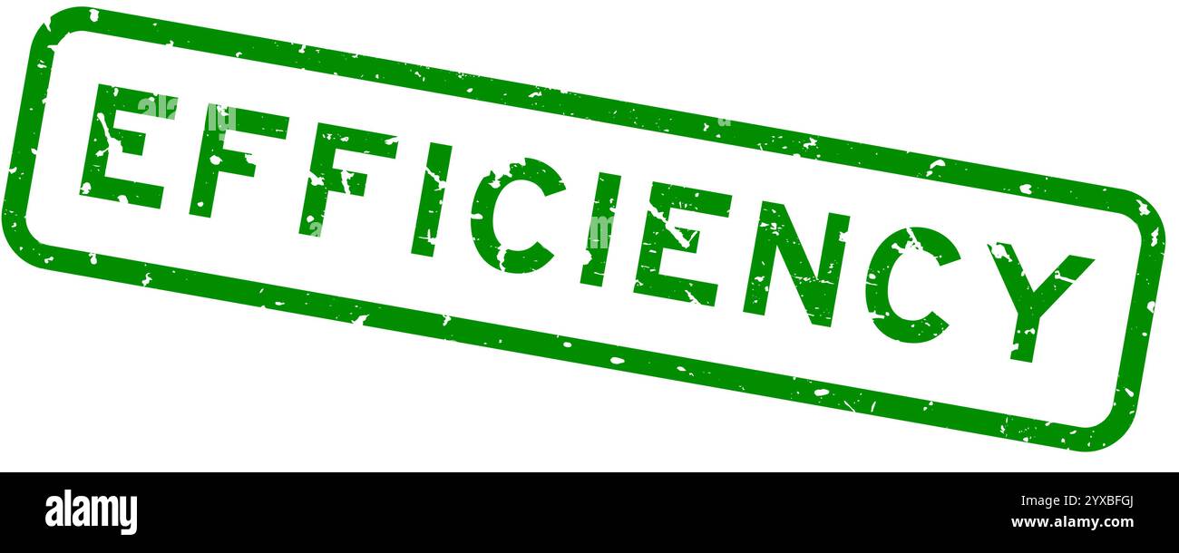 Grunge green efficiency word square rubber seal stamp on white ...