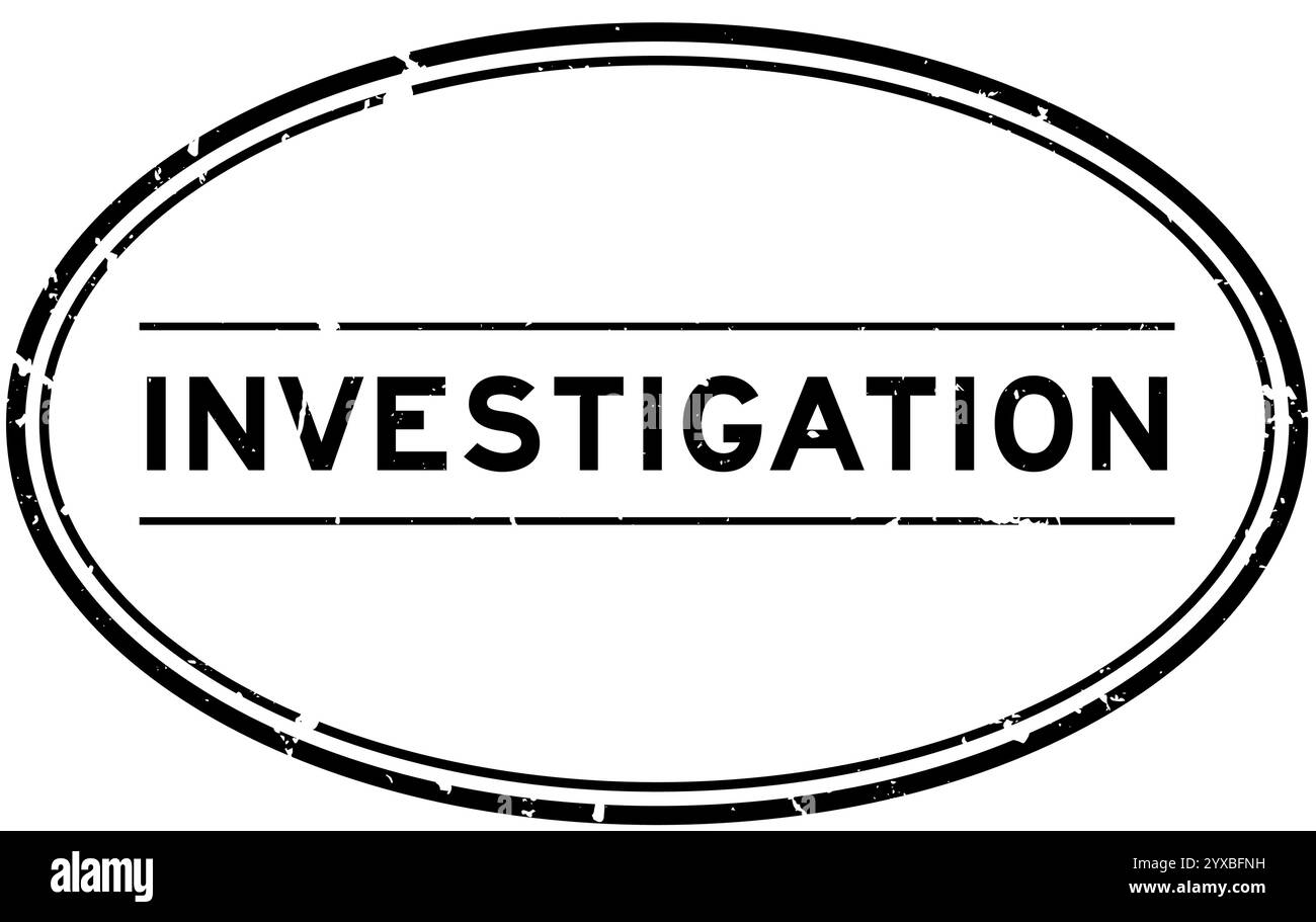 Grunge black investigation word oval rubber seal stamp on white ...