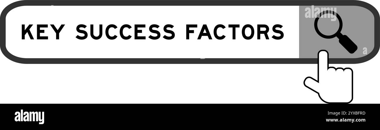 Search banner in word key success factor with hand over magnifier icon ...