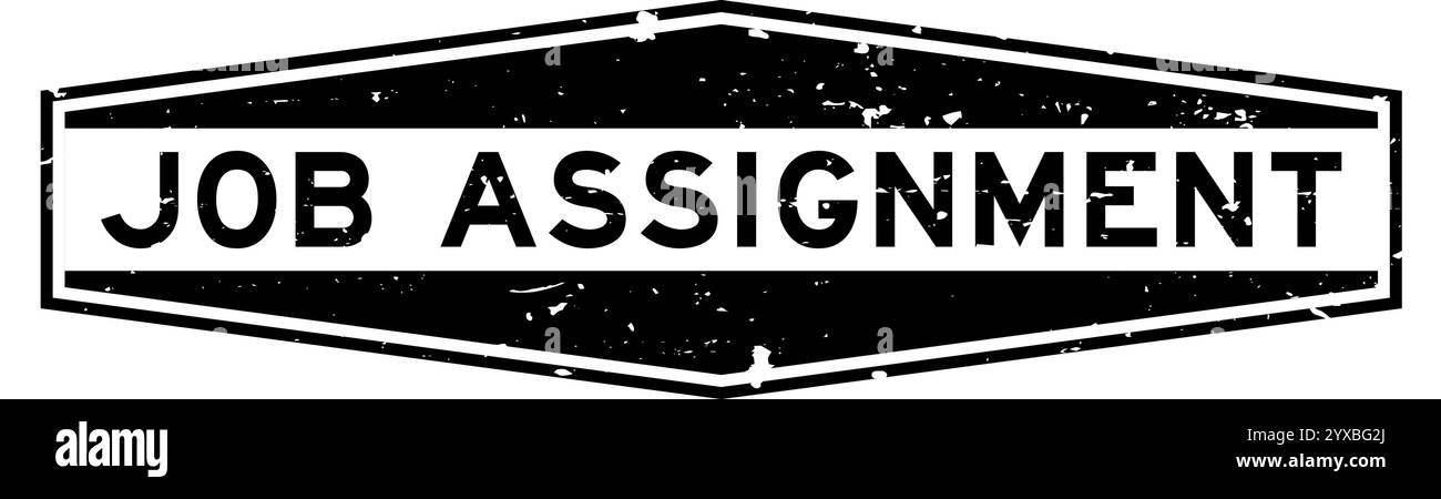 Grunge black job assignment word hexagon seal stamp on white background ...
