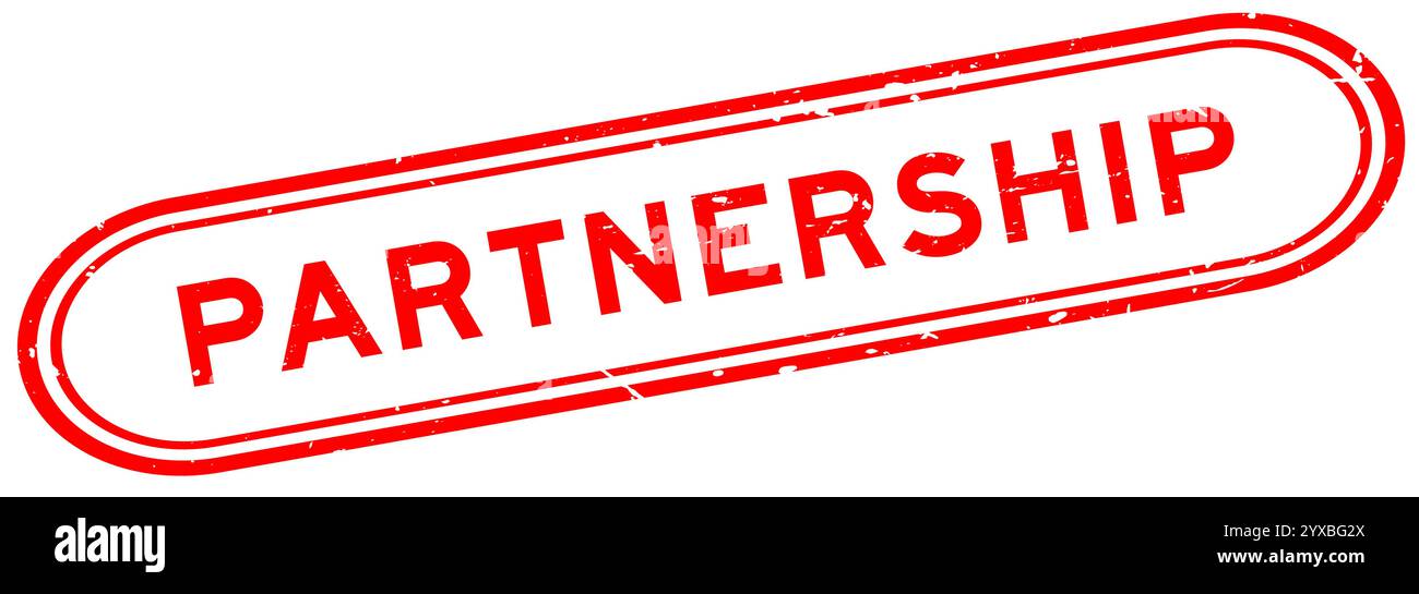 Grunge red partnership word rubber seal stamp on white background Stock ...