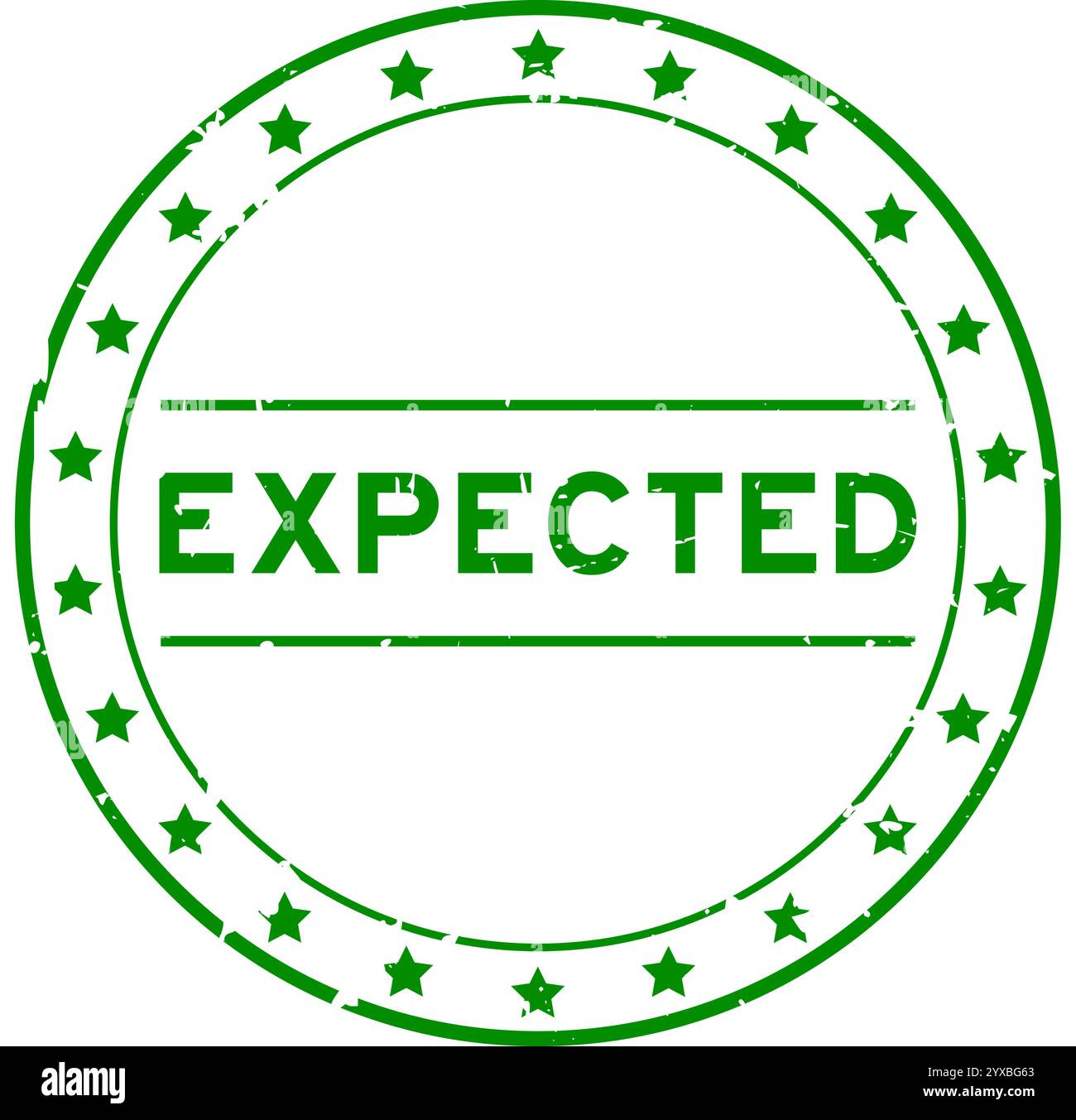 Grunge green expected word round rubber seal stamp on white background ...