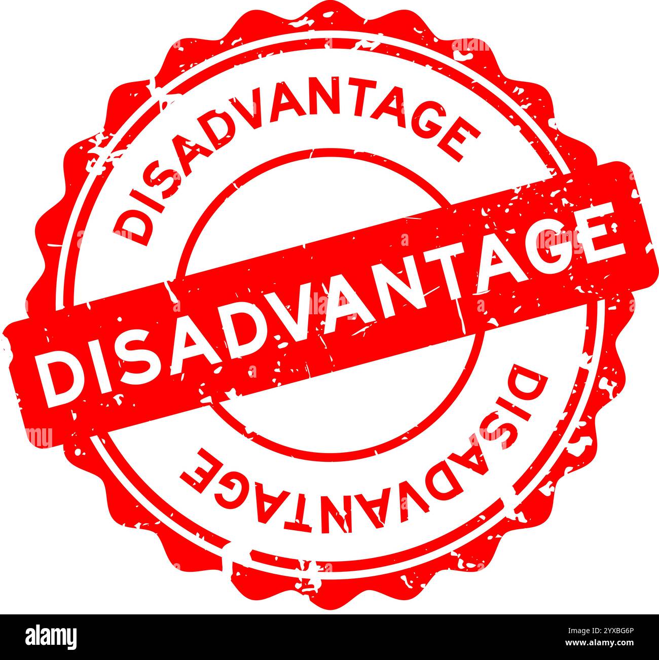 Grunge red disadvantage word round rubber seal stamp on white ...