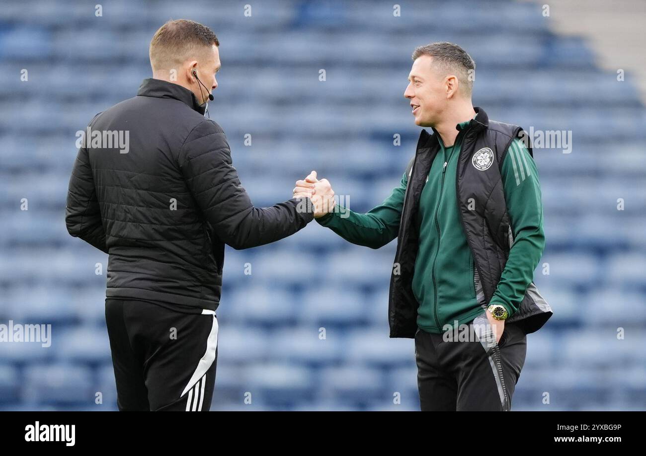 Referee John Beaton shakes hands with Celtic's Callum McGregor on the ...