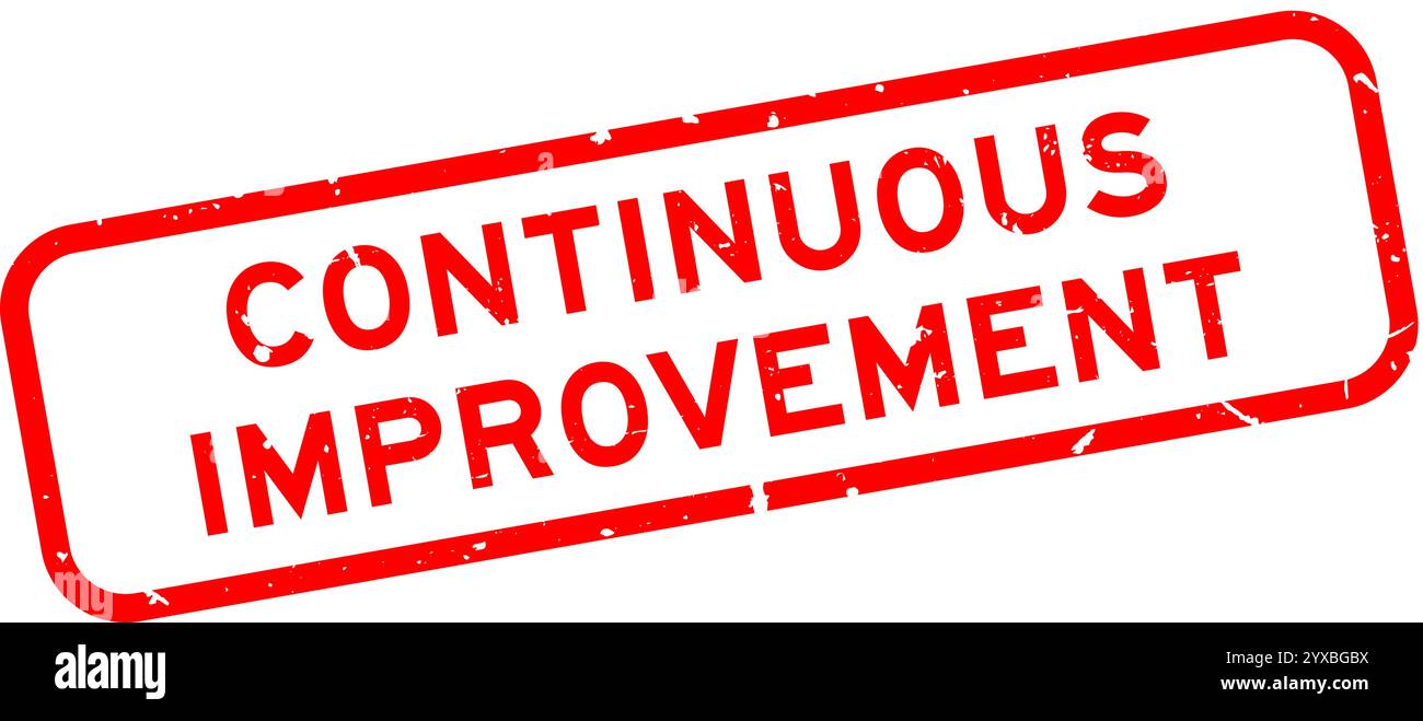 Grunge red continuous improvement word rubber square seal stamp on white background Stock Vector ...