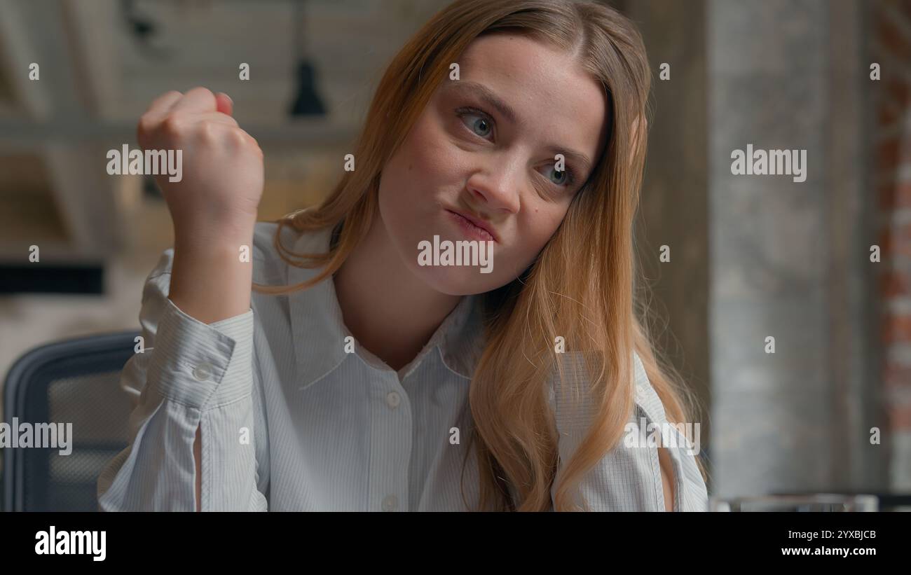 Caucasian stressed exhausted tired businesswoman angry business woman ...