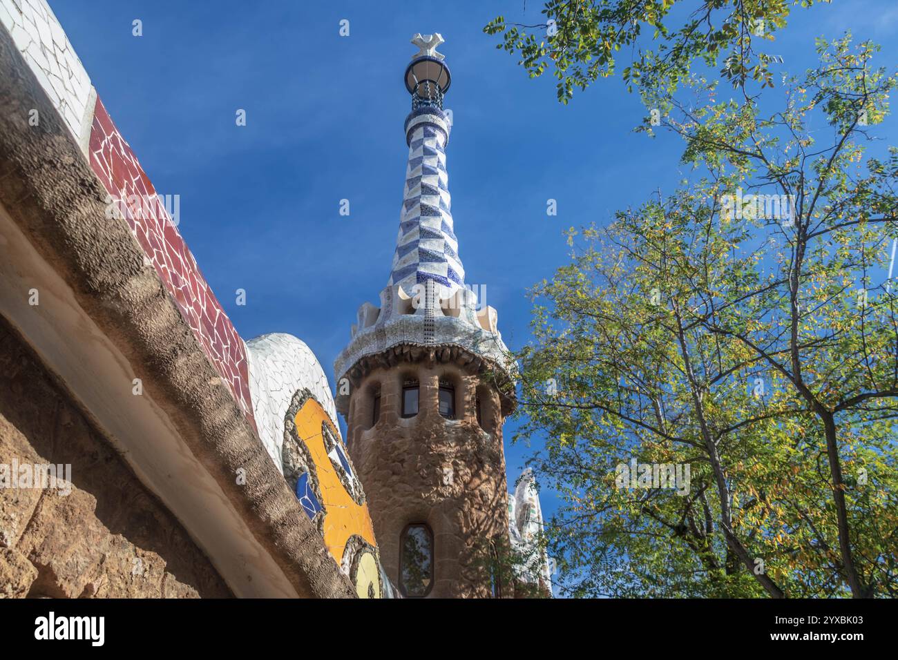 Guell Park with architecture and design works by Antoni Gaudì in ...