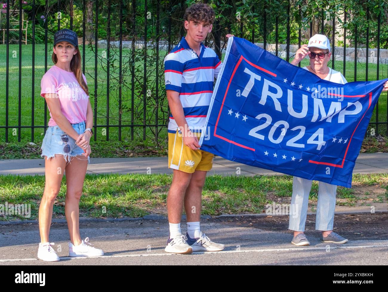New Orleans, LA, USA - June 6, 2024: Three Trump supporters (old and ...