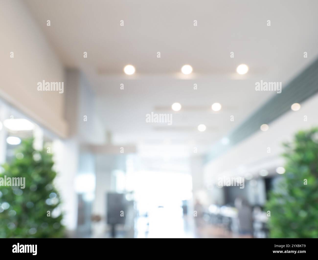 Abstract blurred modern office room, bright workspace background, white ...