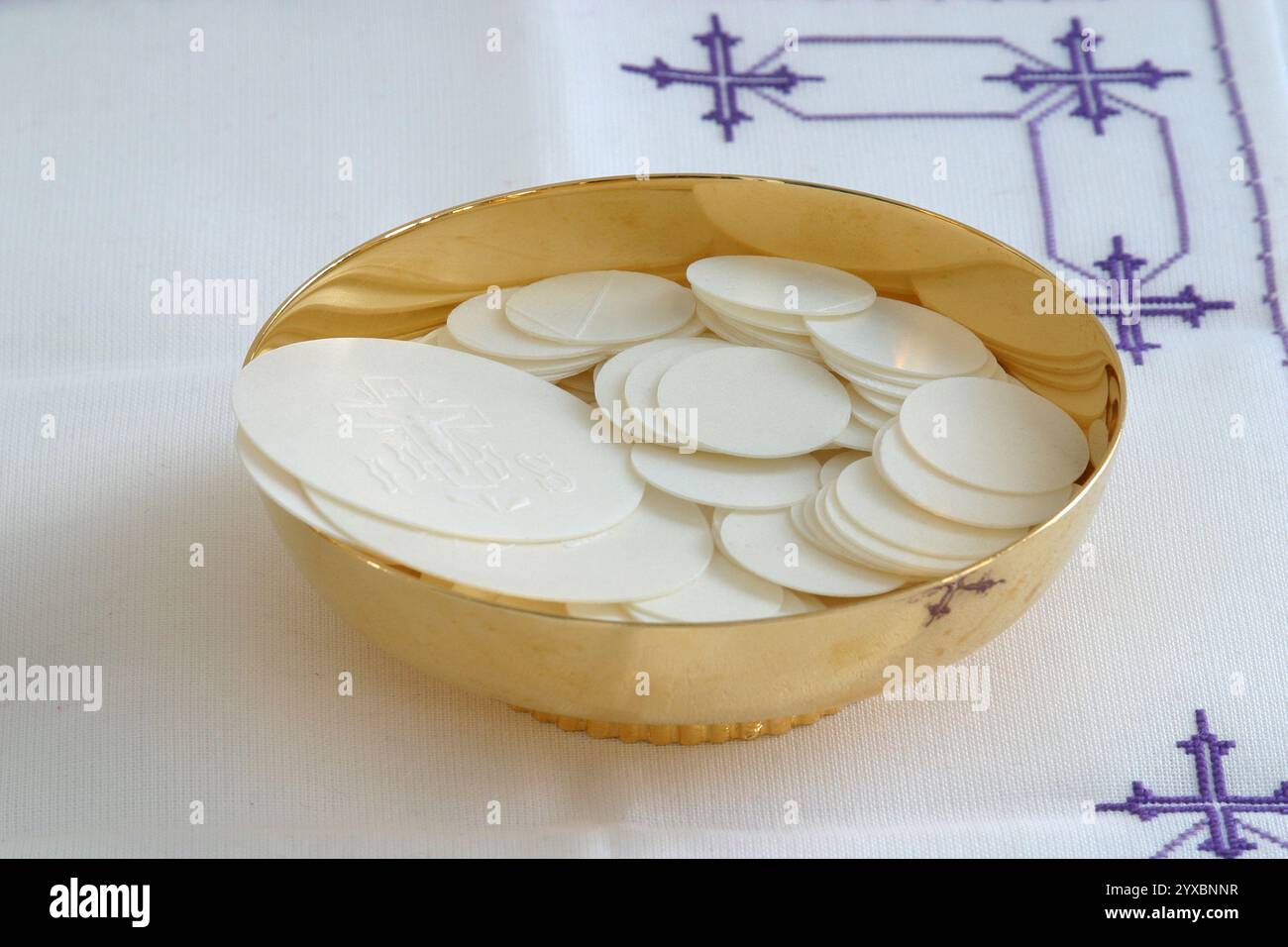 Bowl with sacred wafer in the church of Assumption of the Virgin Mary ...