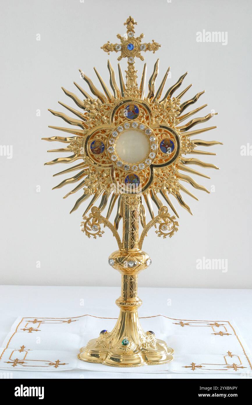 Antiques gold monstrance in the church of Assumption of the Virgin Mary ...