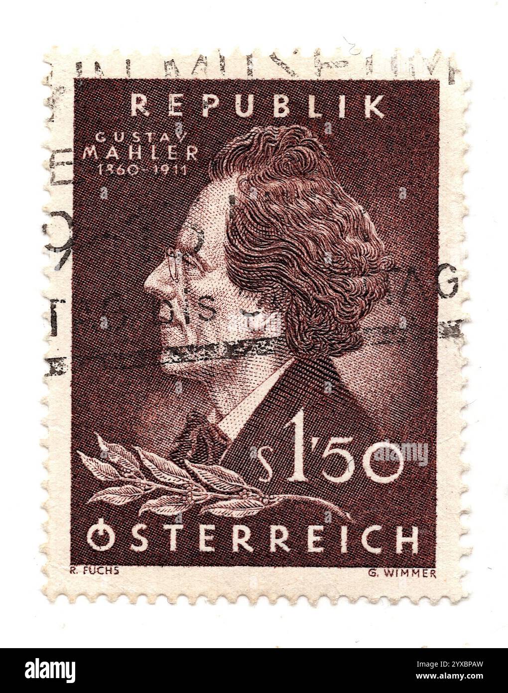 A vintage postage stamp from Austria isolated on a white background ...