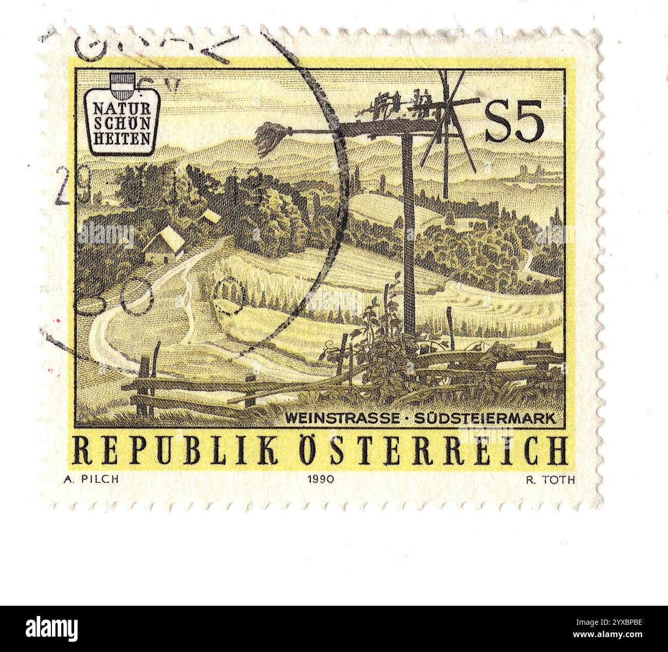 A vintage postage stamp from Austria isolated on a white background ...