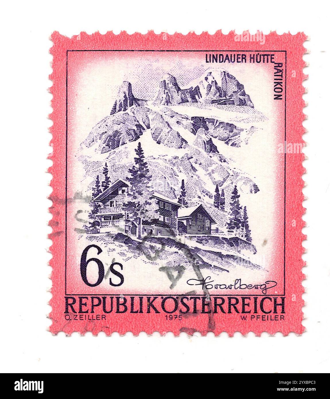 A vintage postage stamp from Austria isolated on a white background ...