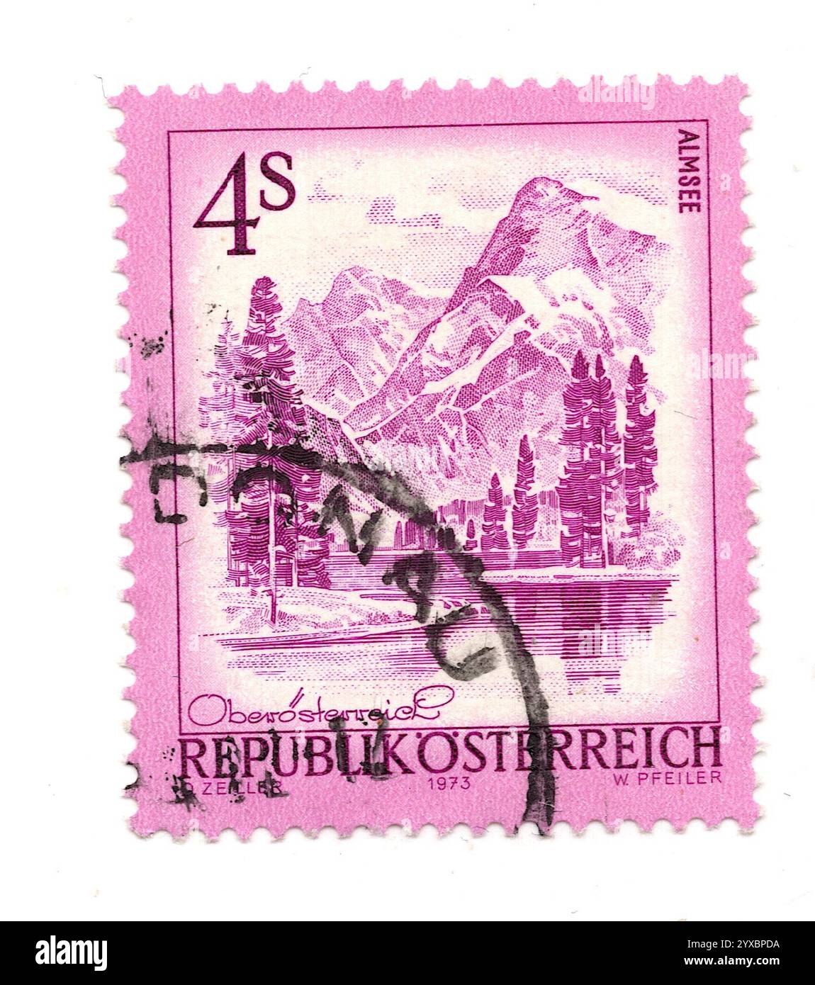 A vintage postage stamp from Austria isolated on a white background ...
