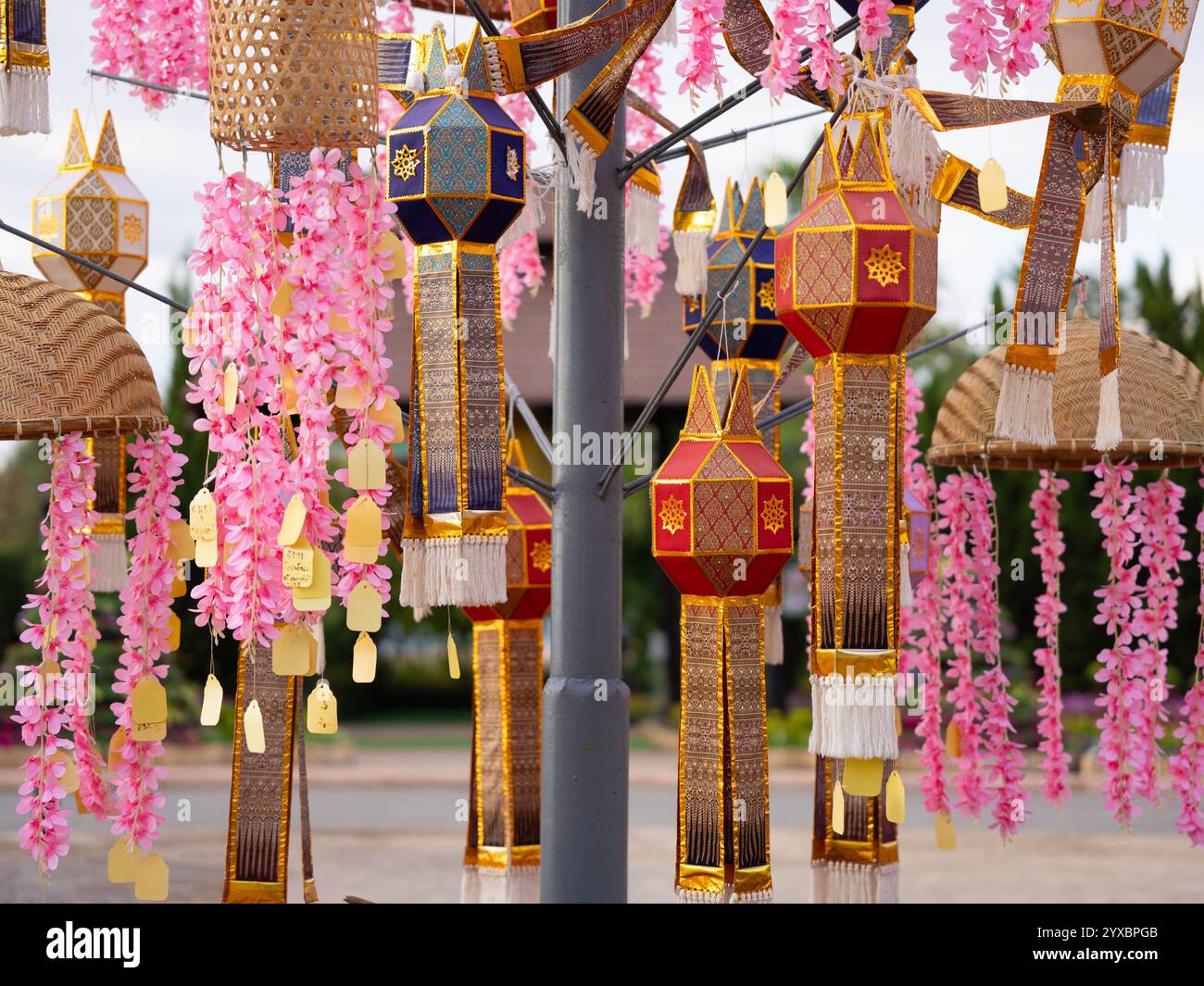 Lanna lantern (Yi Peng lantern) is a colorful traditional Thai lantern ...