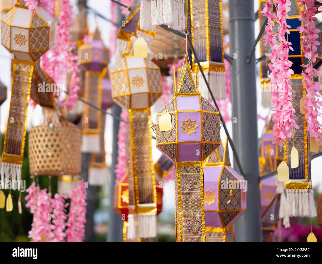 Lanna lantern (Yi Peng lantern) is a colorful traditional Thai lantern ...
