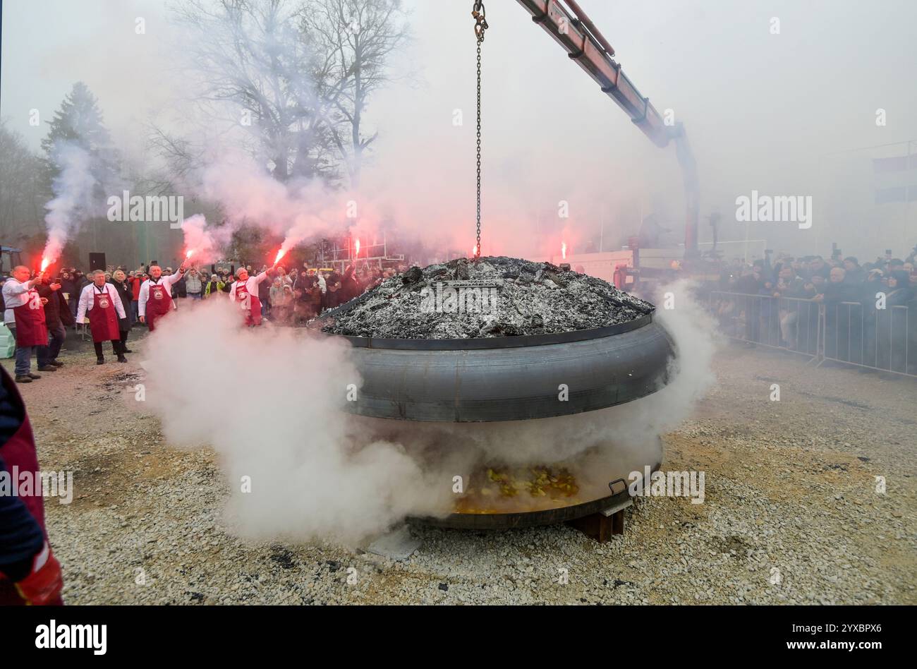 Oroslavje, Croatia. 15th Dec, 2024. The largest 'peka' in the world ...