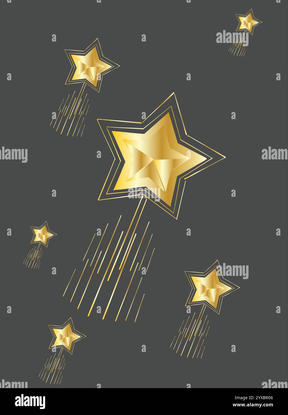 Yellow shooting star flying through white background leaving trail ...
