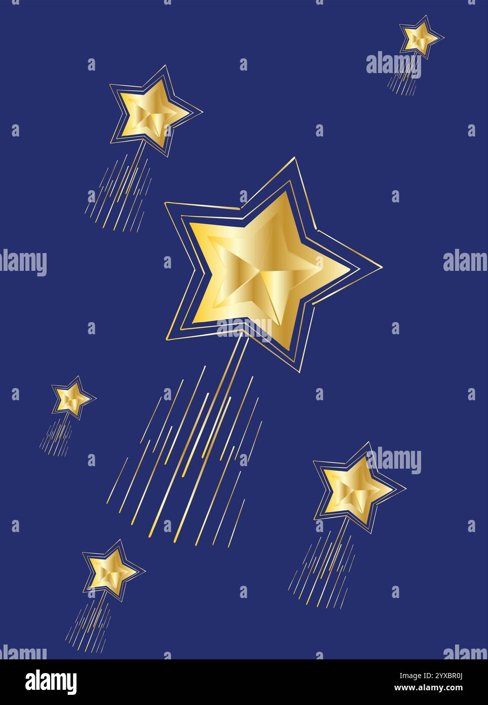 Yellow shooting star flying through white background leaving trail ...