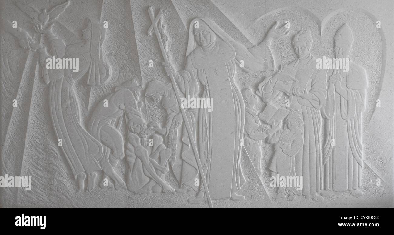 Stone relief depicting characteristic scenes from the life of the ...