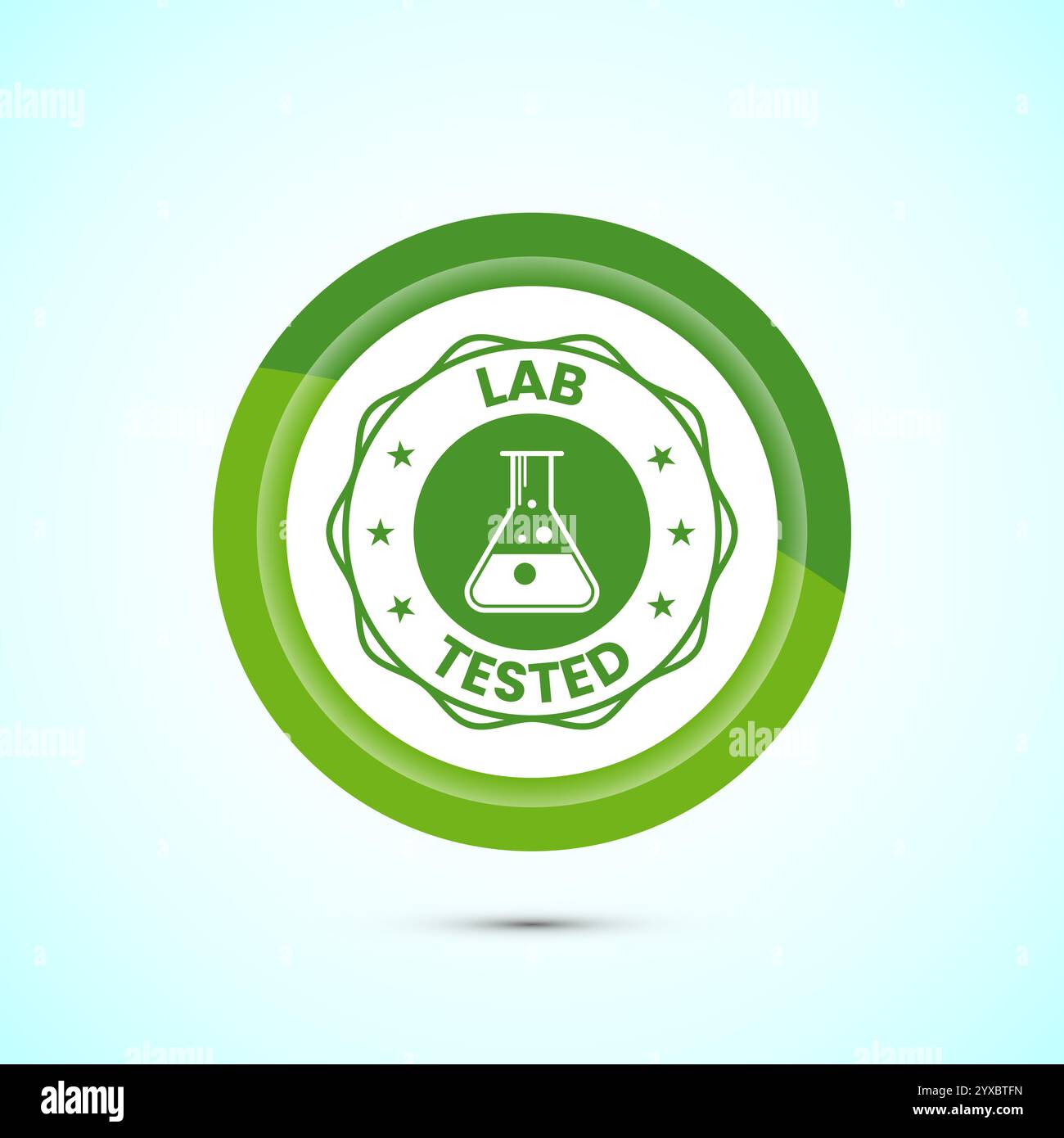 Lab tested icon. Laboratory testing product quality certificate symbol ...