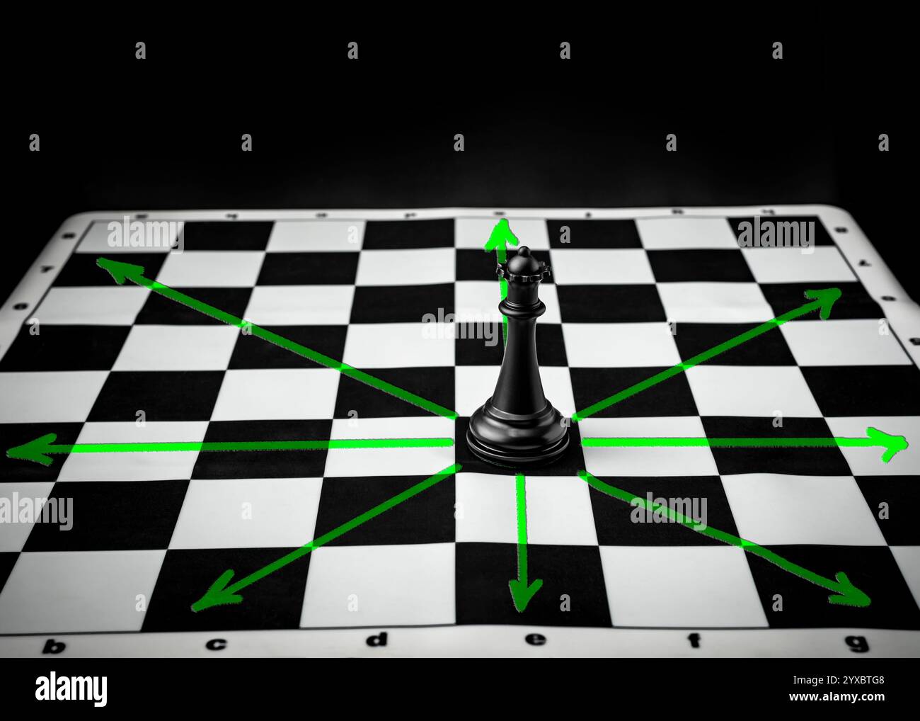 The Queen, how Chess Pieces move on the chessboard, the moves marked ...